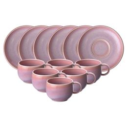 like. by Villeroy & Boch Espressotassen mit Untertassen Perlemor Coral 60 ml 6er Set