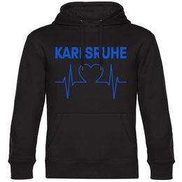 multifanshop Kapuzen Sweatshirt - Karlsruhe - Herzschlag - Druck blau - Hoodie