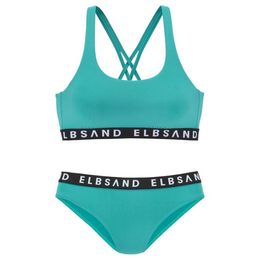 ELBSAND Set: Bustier-Bikini 'Redith' grün Gr. 34 Cup A/B. Mit Logoschriftzüge. Ohne Bügel. Nachhaltig.