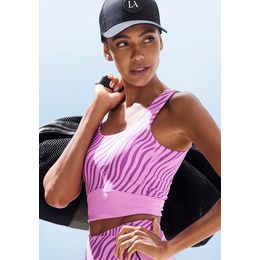 active by Lascana LASCANA ACTIVE Crop-Top '- Sport Top, Kurzes Top' pink Gr. XS (32/34) für Damen. Rückenausschnitt und Logodruck. Figurbetont