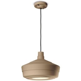 Licht-Erlebnisse Pendelleuchte Keramik d: 36 cm rund h: max. 146 cm Schlamm Braun E27 Retro Design Keramiklampe