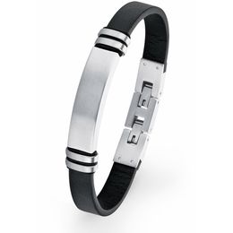 Lederarmband s.Oliver "2018703" Armbänder Gr. Leder-Edelstahl, schwarz Herren