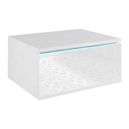 VICCO - Nachttisch Samira, Weiß, 49 x 23 cm Mit led Beleuchtung