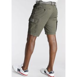 Cargoshorts DELMAO, Herren, Gr. 42, N-Gr, grün (khaki), Web, Obermaterial: 98% Baumwolle, 2% Elasthan, unifarben, casual, regular fit kniefrei, Hosen, mit Details - NEUE MARKE