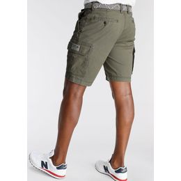 Cargoshorts DELMAO Gr. 31, N-Gr, grün (khaki), Herren, Web, Obermaterial: 98% Baumwolle, 2% Elasthan, unifarben, Hosen, mit Details - NEUE MARKE