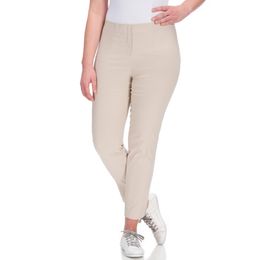 Stoffhose KjBRAND "Susie XS Ankle Bengaline" Gr. 44 (22), K-Gr, beige, Damen, Web, Obermaterial: 80% Viskose, 17% Polyamid, 3% Elasthan, Hosen, mit Schlupfbund