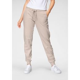 Sweathose OTTO products Gr. 34, N-Gr, beige, Damen, angeraute Sweatware, Obermaterial: 100% Baumwolle, unifarben, aufgeraut, Hosen Jogger-Pants, GOTS zertifiziert - aus Bio-Baumwolle -