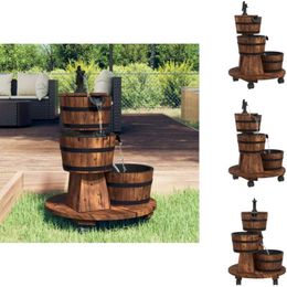 vidaXL Brunnen & Wasserfälle - Living Gartenbrunnen mit Rollen und Pumpe 55x55x80 cm Massivholz Tanne - Braun