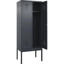 C+P Spind Evolo PLUS, 2 Abteile, grau, B 800 mm, mit schmalen Füßen, Zylinderschloss