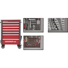 Gedore Werkstattwagen WINGMAN inkl. 129 Werkzeugen, 7 Schubladen, 129-teiliges Werkzeugsortiment, HxBxT 1034 x 724 x 470 mm