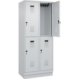 C+P Doppelstock-Spind Evolo PLUS, 2 Abteile, lichtgrau, B 800 mm, mit Bodensockel, Drehriegel