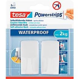 Tesa Powerstrips Haken Wave, für Feuchträume, hält Gegenstände bis 2 kg, 2er-Set