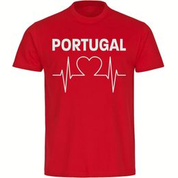 multifanshop® Herren T-Shirt - Portugal - Herzschlag - Druck weiß