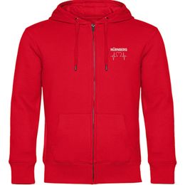 multifanshop Kapuzen Sweatshirt Jacke - Nürnberg - Herzschlag - Druck weiß - Sweat