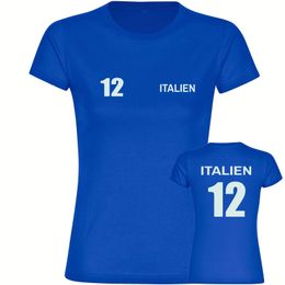 multifanshop Damen T-Shirt - Italien - Trikot Nummer 12 - Druck weiß - Frauen