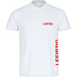 multifanshop® Kinder T-Shirt - Leipzig - Brust & Seite - Druck rot