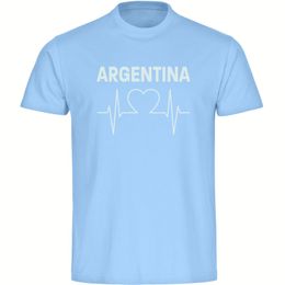 multifanshop® Herren T-Shirt - Argentina - Herzschlag - Druck weiß