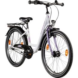 Zündapp Zündapp C400 Jugendfahrrad 24 Zoll Fahrrad ab 130-145 cm 3 Gang Tiefeinsteiger weiß/lila