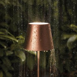 Sigor LED-Akkutischlampe Nuindie, USB-C, bronze, IP54, dimmbar