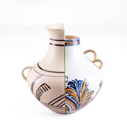 Seletti Vase Hybrid Nazca, weiß / bunt, Ø 22,5 cm, Porzellan