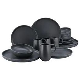 Kombiservice Creatable "Geschirr-Set Uno Black" Geschirr-Sets Gr. 16 tlg., schwarz Service, schwarz, seidenmatte Spezialglasur, M16 Teile, für 4 Personen