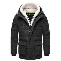 Winterjacke STONE HARBOUR "Lauroo XX" Gr. L (52), schwarz Herren Jacken urbane Steppjacke mit kuscheligem Kunstpelz-Kragen