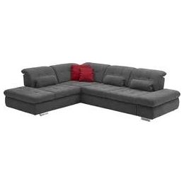 Ecksofa DIE PLANBAR "MP-IN17004 L-Form" Sofas Gr. B/H/T: 323cm x 84cm x 124cm, Chenille, Armlehne rechts, Ausführung / Funktion, grau (anthrazit) wahlweise mit Bettfunktion, Sitztiefen- und Kopfteilverstellung