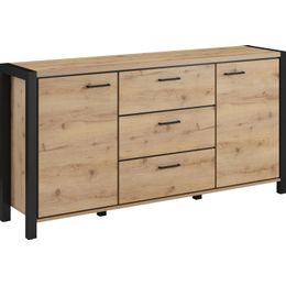 Sideboard Home Affaire "Aktiv" Sideboards Gr. B/H/T: 180 cm x 91 cm x 41 cm, taurus-schwarz matt, 3 St., braun (taurus) Breite 180 cm