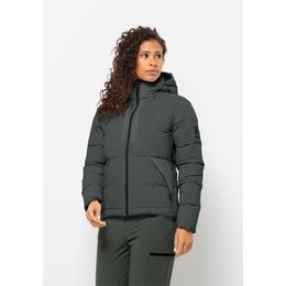 Daunenjacke Jack Wolfskin "WANDERMOOD DOWN JKT W", Damen, Gr. L (42/44), grün (slate, grün), OBERSTOFF: 100% POLYAMID; FUTTER: 100% POLYESTER; 1. FÜLLUNG: 90% ENTENDAUNEN, 10% FEDER; 2. FÜLLUNG: 100% POLYESTER;, Jacken