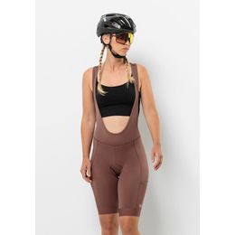 Bikerhose Jack Wolfskin "MOROBBIA BIB SHORTS W" Gr. XL (46), Normalgrößen, braun (schwarz, rust), 1. OBERSTOFF: 80% POLYAMID, 20% ELASTHAN; 2. OBERSTOFF: 85% POLYESTER, 15% ELASTHAN, Hosen