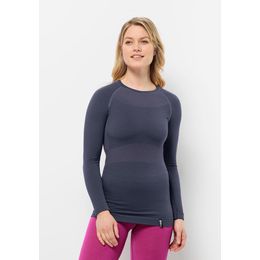 Langarmshirt Jack Wolfskin "SEAMLESS WOOL L/S W", Damen, Gr. XS (34), grau (graphite), 55% WOLLE (MERINO), 43% POLYAMID, 2% ELASTHAN, Langarm, Shirts