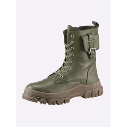 Andrea Conti Schn&uuml;rstiefelette, Gr&uuml;n, Gr. 37, Damen, Stiefeletten, Material: Rindsleder