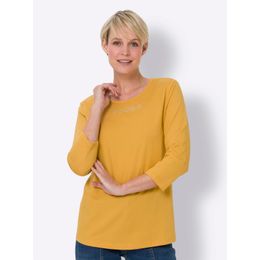 WITT Damen 3/4-Arm-Shirt mit Ziersteinchen, ocker, Gr&ouml;&szlig;e 52