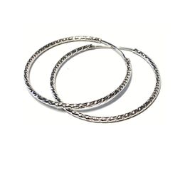 Edelschmiede925 Paar Creolen Ohrring 925 Silber rhodiniert diamantiert Creole 40mm