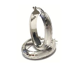 Edelschmiede925 Paar Creolen Ohrring 925 Silber rhodiniert gemustert Creole oval 30mm