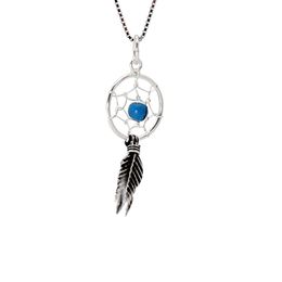 ELLAWIL Kette mit Anhänger Silberkette Kette mit Traumfänger Anhänger Feder Traum Kette Halskette (Kettenlänge 45 cm, Sterling Silber 925)