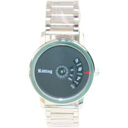 Rötting Design Quarzuhr Herrenuhr schwarzes Ziffernblatt mit einer innovativen Zeitanzeige, aus der Collection "Rötting"