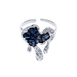 Nebelmeer Fingerring Herzring Eleganter Damenring Allround-Einzelstück, modischer Krawattenklammer und Manschettenknopf