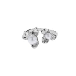 Nebelmeer Fingerring Retro künstlicher Perlenring Damen Allround einfacher Ring, Manschettenknopfzubehör