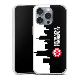 DeinDesign iPhone 16 Pro Handy Silikon H&uuml;lle Case wei&szlig; Handyh&uuml;lle Eintracht Frankfurt Sge Official Licensed Product Silikon Case