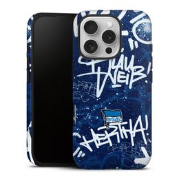 DeinDesign iPhone 16 Pro Handy Panzer Handyh&uuml;lle robuste Outdoor H&uuml;lle Schutzh&uuml;lle matt Official Licensed Product Hertha Bsc Graffiti Tough Case