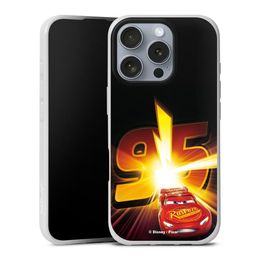 DeinDesign iPhone 16 Pro Handy Silikon H&uuml;lle Case wei&szlig; Handyh&uuml;lle Official Licensed Product Cars Lightning Mcqueen 95 Silikon Case
