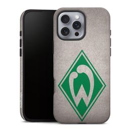 DeinDesign iPhone 16 Pro Max Handy Panzer Handyh&uuml;lle robuste Outdoor H&uuml;lle Schutzh&uuml;lle gl&auml;nzend Concrete Official Licensed Product Sv Werder Bremen Tough Case
