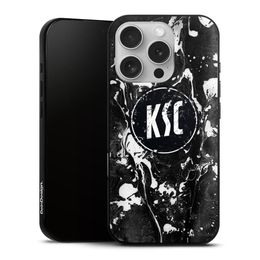 DeinDesign iPhone 16 Pro Handy Slim Case extra d&uuml;nn Silikon Handyh&uuml;lle schwarz H&uuml;lle Karlsruher Sc Ksc Official Licensed Product Silikon Slim Case