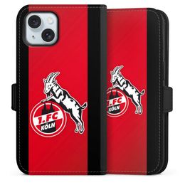 DeinDesign iPhone 15 Handy Klapph&uuml;lle Handyh&uuml;lle aus Kunst Leder schwarz Flip Case 1. Fc K&ouml;ln Billy Goat Hennes Official Licensed Product Sideflip mit Lasche