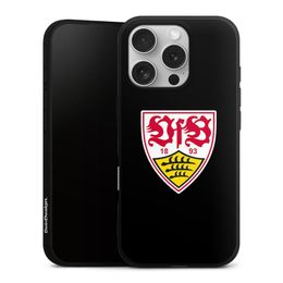 DeinDesign iPhone 16 Pro Handy Premium Silikon H&uuml;lle Handyh&uuml;lle schwarz Case Vfb Stuttgart Official Licensed Product Coat Of Arms Silikon Premium Case
