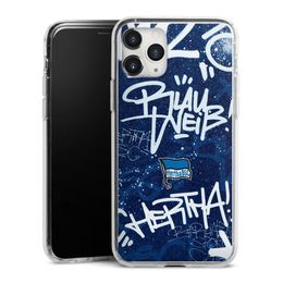 DeinDesign iPhone 11 Pro Max Handy Silikon H&uuml;lle Case transparent Handyh&uuml;lle Official Licensed Product Hertha Bsc Graffiti Silikon Case