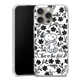DeinDesign iPhone 16 Pro Max Handy Silikon H&uuml;lle Case transparent Handyh&uuml;lle Peanuts Flowers Snoopy Silikon Case