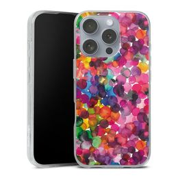 DeinDesign iPhone 16 Pro Handy Silikon H&uuml;lle Case transparent Handyh&uuml;lle Water Colour Colourful Points Silikon Case