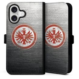DeinDesign iPhone 16 Handy Klapph&uuml;lle Handyh&uuml;lle aus Kunst Leder schwarz Flip Case Eintracht Frankfurt Sge Logo Sideflip mit Lasche
